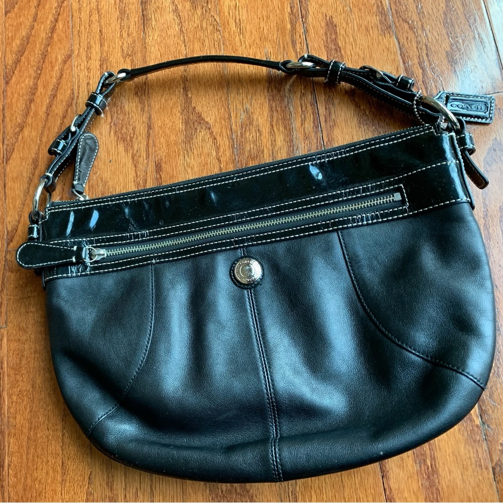 Coach Laura Black Leather Hobo Bag - Gem
